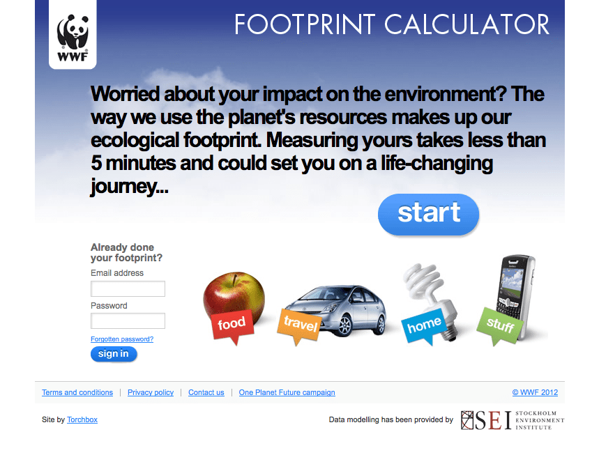 Footprint calculators, Ecological footprint calculator