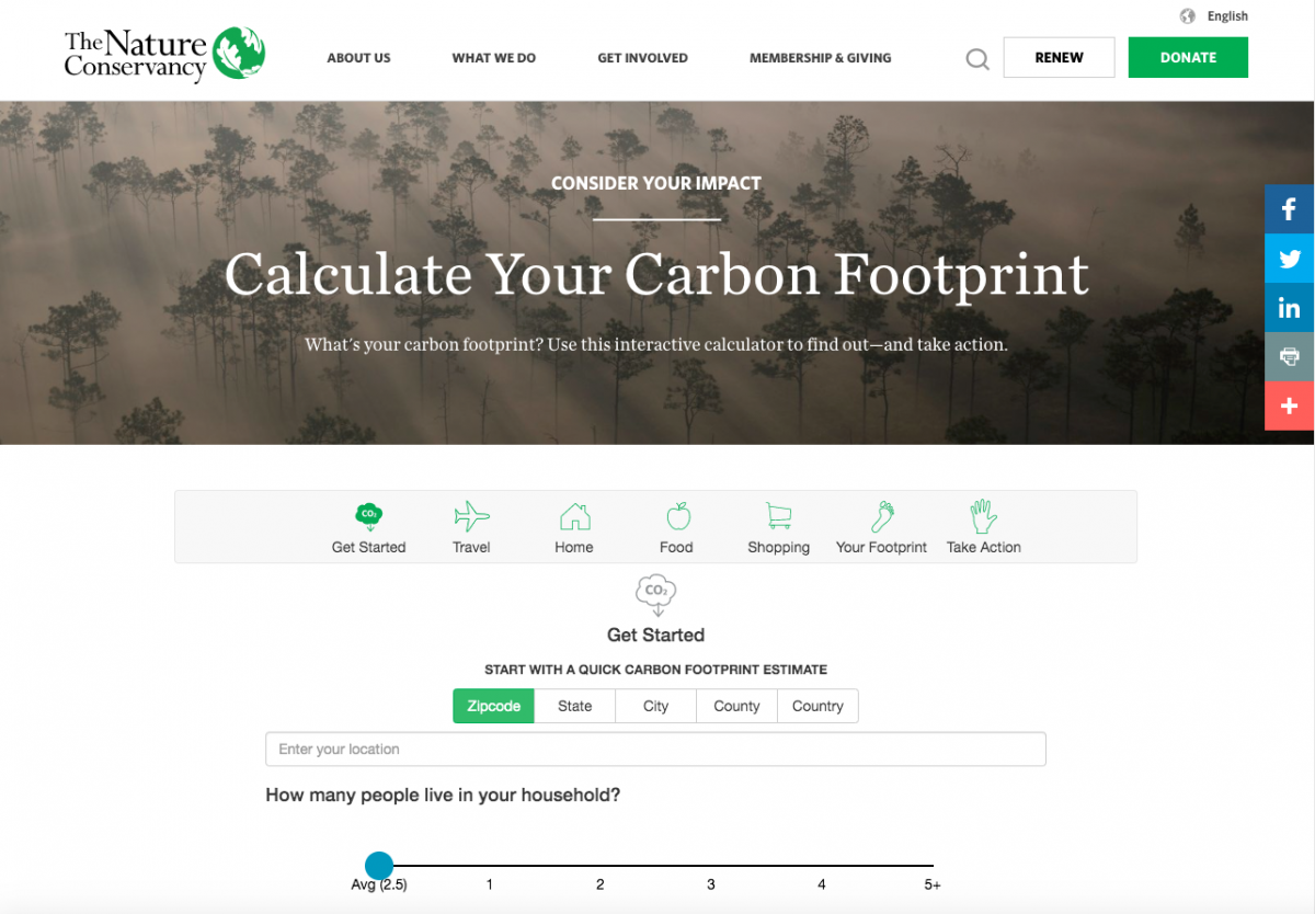 Footprint calculators, Ecological footprint calculator